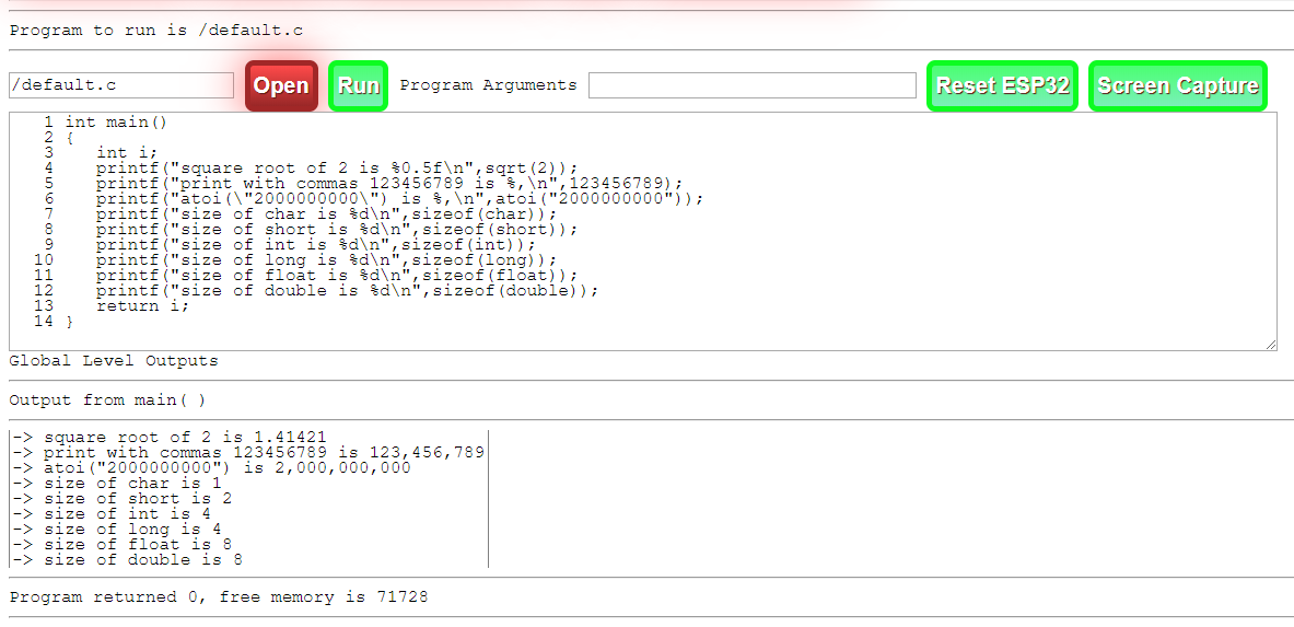 Run A C Language Interpreter On Your Esp32 Codeproject
