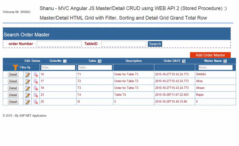 Mvc Angularjs Masterdetail Crud Filter And Sorting Using Web Api 2 With Stored Procedure