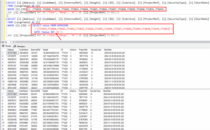 Improve Ef Core 67 Contains Performance With Openjson Sql Server