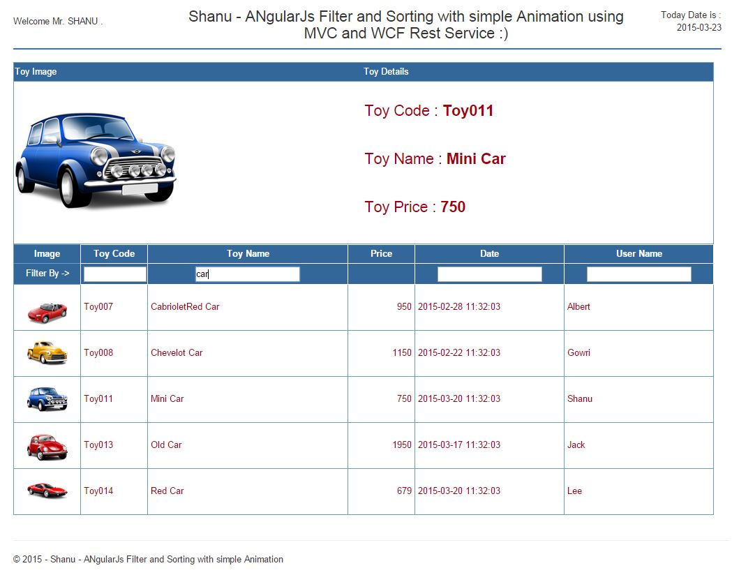 Angular Js Filter Sorting And Animation Using Mvc And Wcf Rest Codeproject 