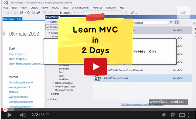 Learn Mvc Model View Controller Step By Step In 7 Days Day 1 Codeproject