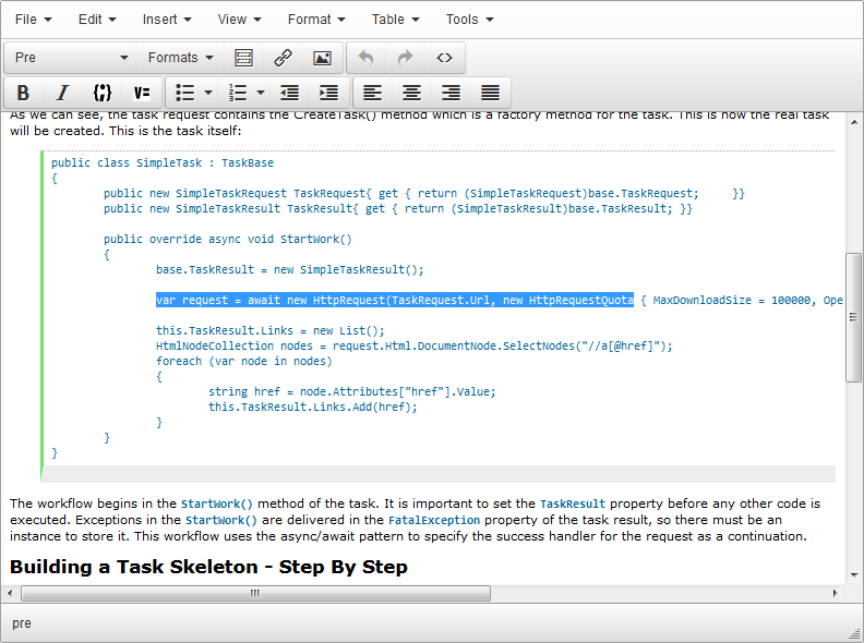 Tinymce 4x Preformatted Text And Syntax Highlighting Codeproject