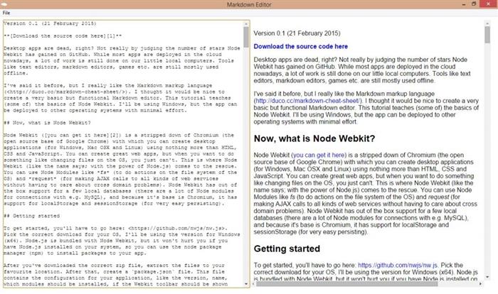 Node Webkit (NW.js) tutorial: creating a Markdown editor- CodeProject Node Webkit (NW.js) tutorial: creating a Markdown editor- CodeProject
