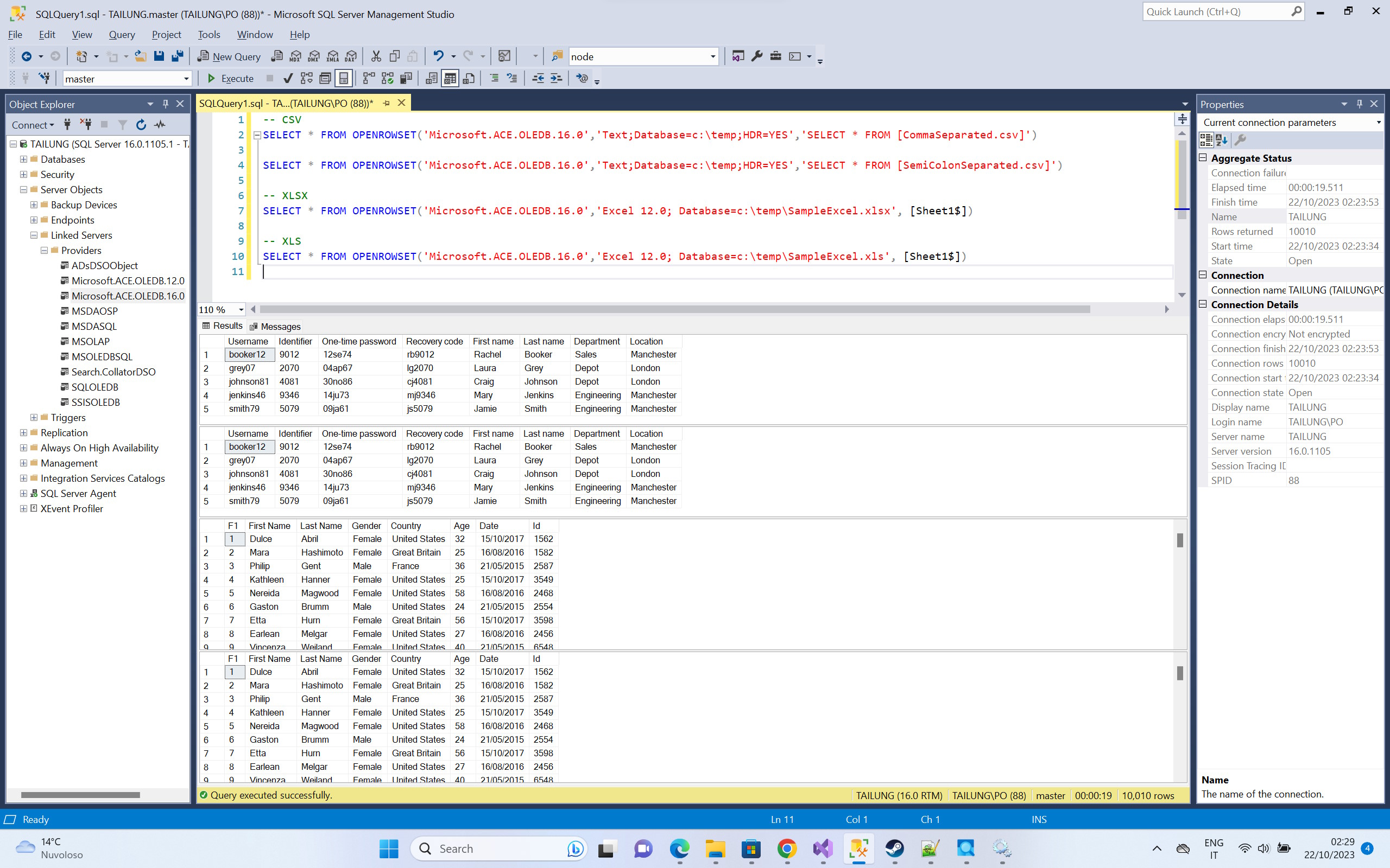 Query Excel Or Csv Files With T Sql Codeproject