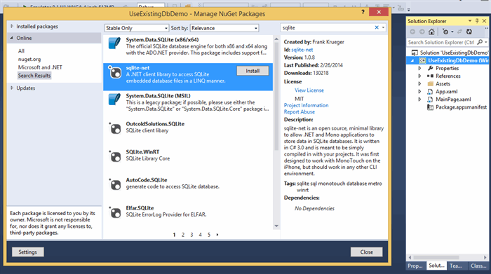 Use Existing Sqlite Database In Windows Phone 81 Codeproject