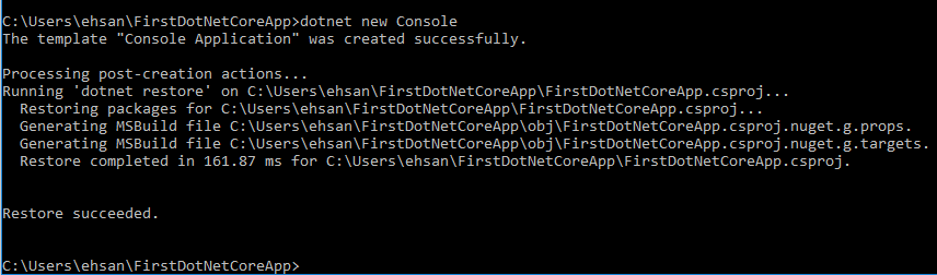 Building First Console Application Using Command Prompt In Net Core 20 Codeproject 