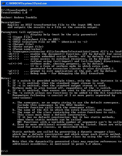 TransformXML - a command line utility to apply XSL transforms- CodeProject TransformXML - a command line utility to apply XSL transforms- CodeProject