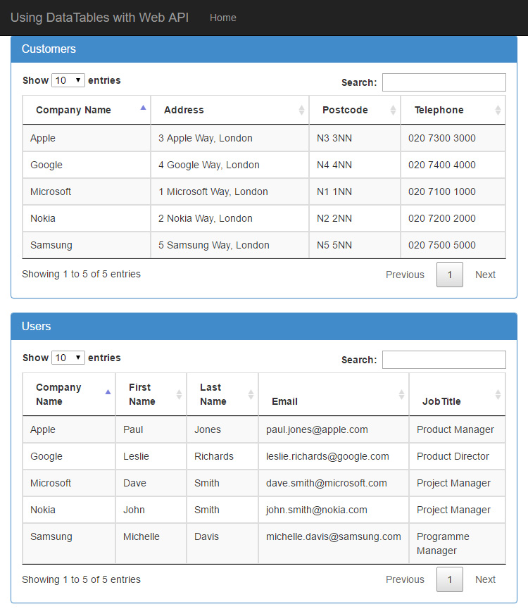 Using Datatables With Web Api Part 4 Re Use Codeproject