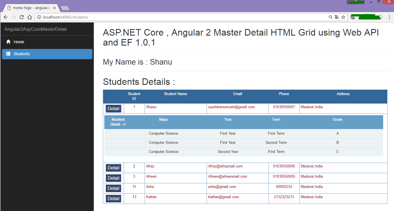 Aspnet Core Angular 2 Master Detail Html Grid Using Web Api And Ef 101 Codeproject