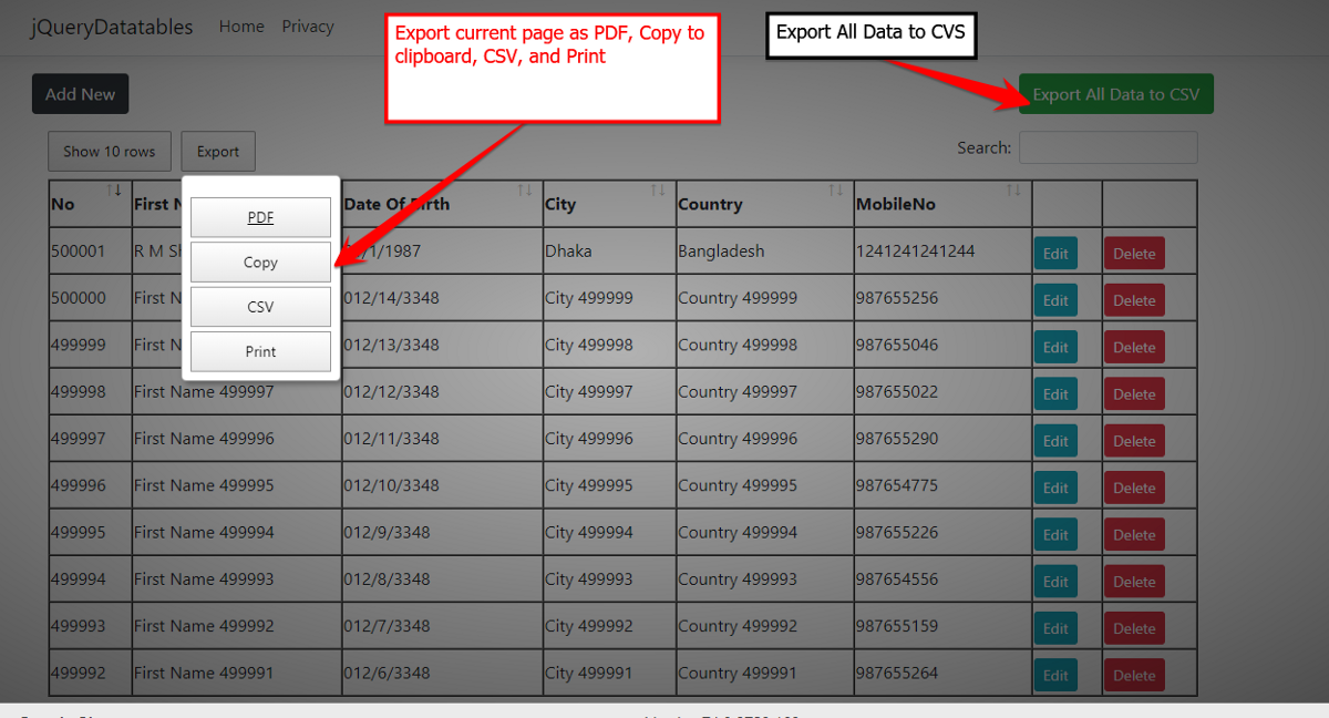 Aspnet Core Crud Operations With Paging Sorting Searching And Export Data Option Codeproject