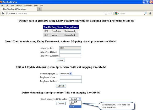 Entity Framework Crud Operations Using Stored Procedures Codeproject