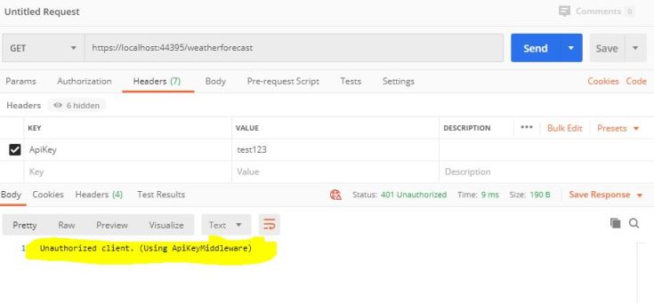 Secure Aspnet Core Web Api Using Api Key Authentication Codeproject