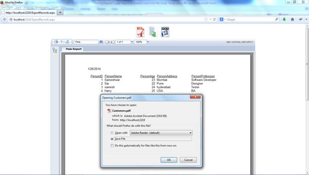 How To Export Crystal Report On Button Click In To Pdf Excel Word Html Rtf In Aspnet C