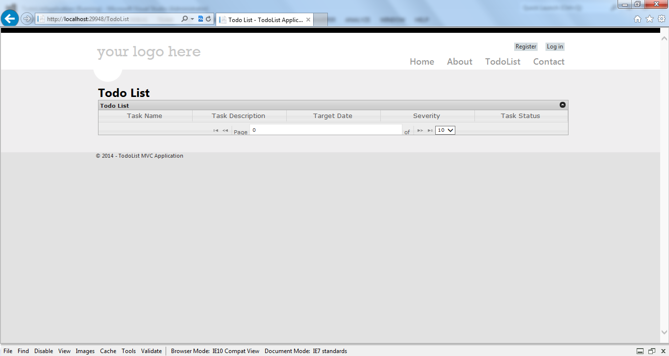 Aspnet Mvc 4entity Framework And Jqgrid Demo With Simple Todo List Webapplication Codeproject