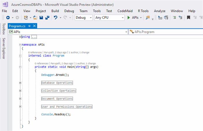 Custom Api Using Net Sdk For Sql Api At Azure Cosmos Db Codeproject