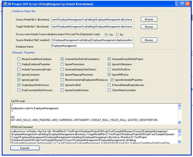Database Project Diff Sql Script Utility Using Vsdbcmd Codeproject
