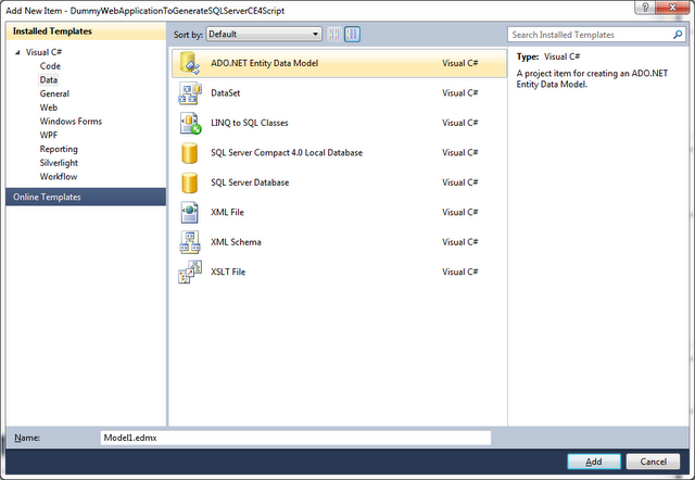 Generating A Sql Server Ce Database Schema From A Sql Server Database Using Entity Framework