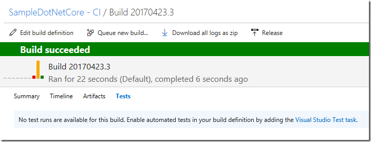Setting Up Net Core Continuous Integration Build With Vststfs Codeproject