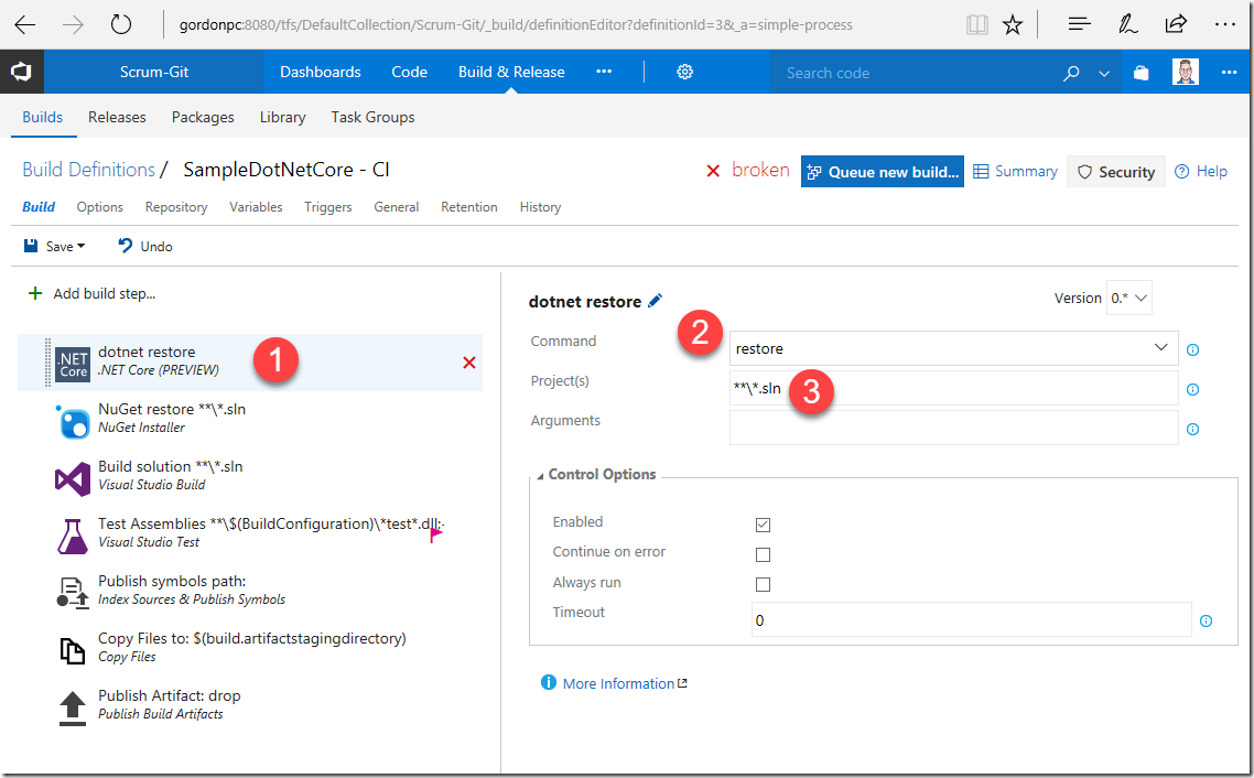 Setting Up Net Core Continuous Integration Build With Vststfs Codeproject