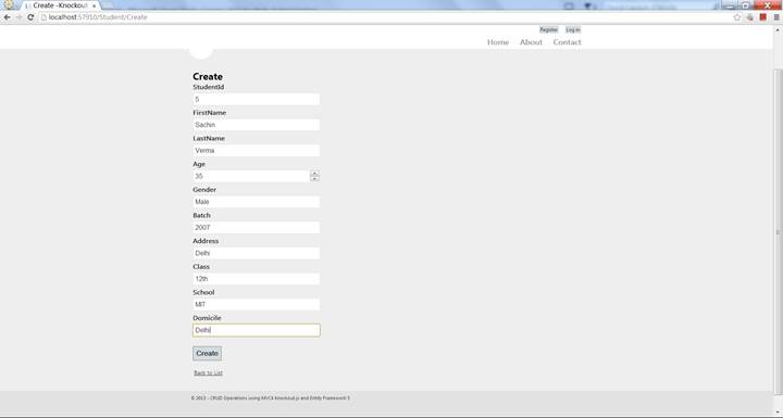 Complete Crud Operations In Mvc 4 Using Entity Framework 5 Without Writing A Single Line Of Code
