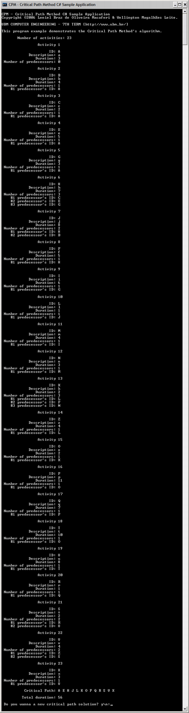 Critical Path Method Implementation In C Codeproject 6174