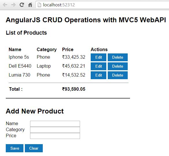 Crud In Aspnet Mvc 5 Using Webapi 2 With Angularjs Codeproject