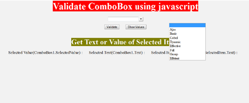 Validate Ajax Combobox In Aspnet Using Javascript Codeproject