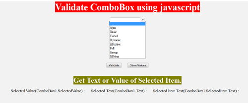Validate Ajax Combobox In Aspnet Using Javascript Codeproject